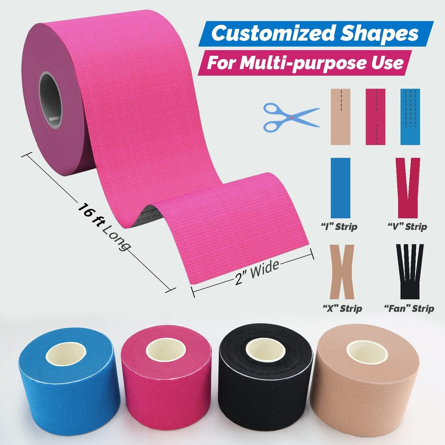 Cotton Elastic Kinesiology Therapeutic Athletic Tape - Latex Free - 2 x 16' Roll - Beige | Buy ...