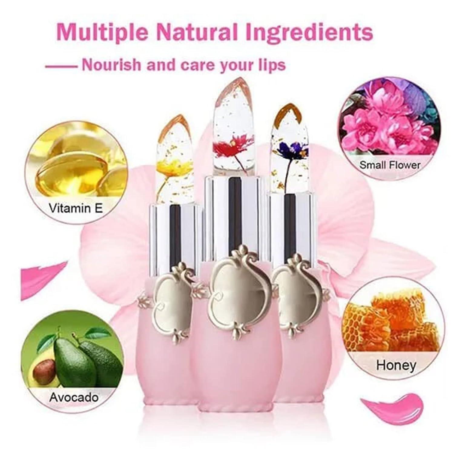 Crystal Jelly Flower Color Changing Lipstick Set - Rose Red ...