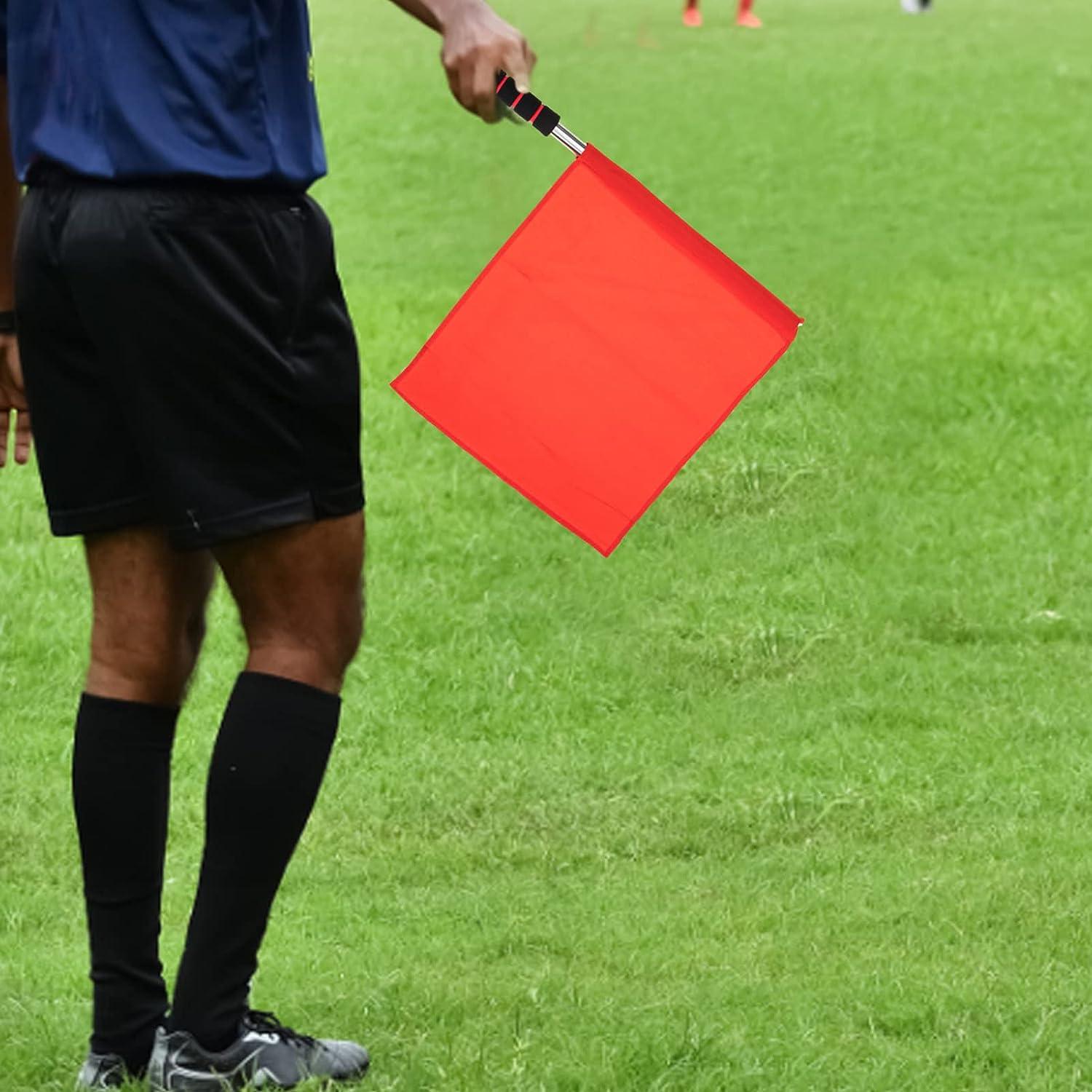 Yardwe Referee Flag 4PCS - Metal Pole Red Training Flags for Soccer Volleyball Football ...