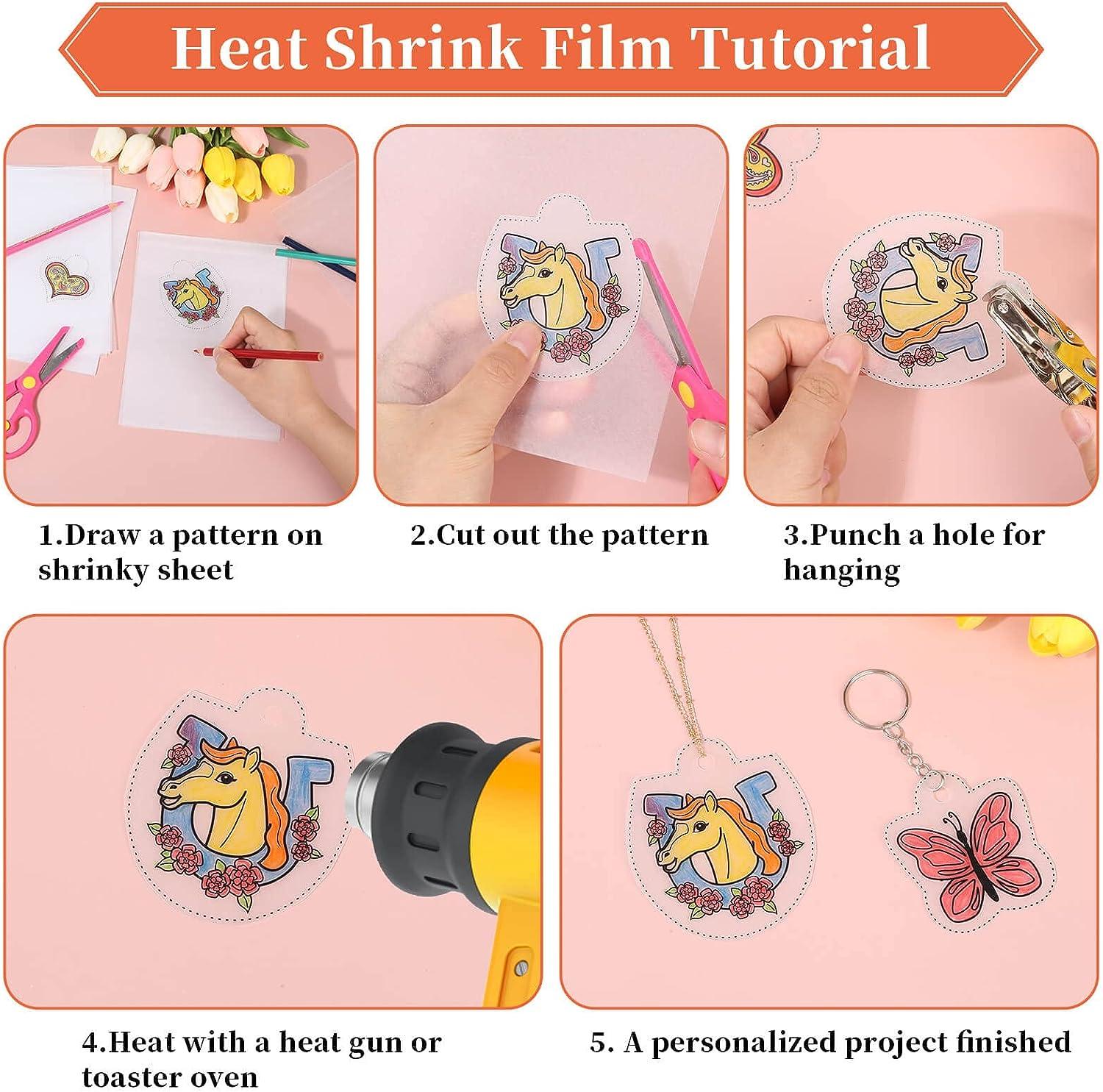 Cridoz Shrinky Dink Keychain Kit - 20 Sheets, Keychain Clip, Split Key Rings, Jump Rings, Hole ...