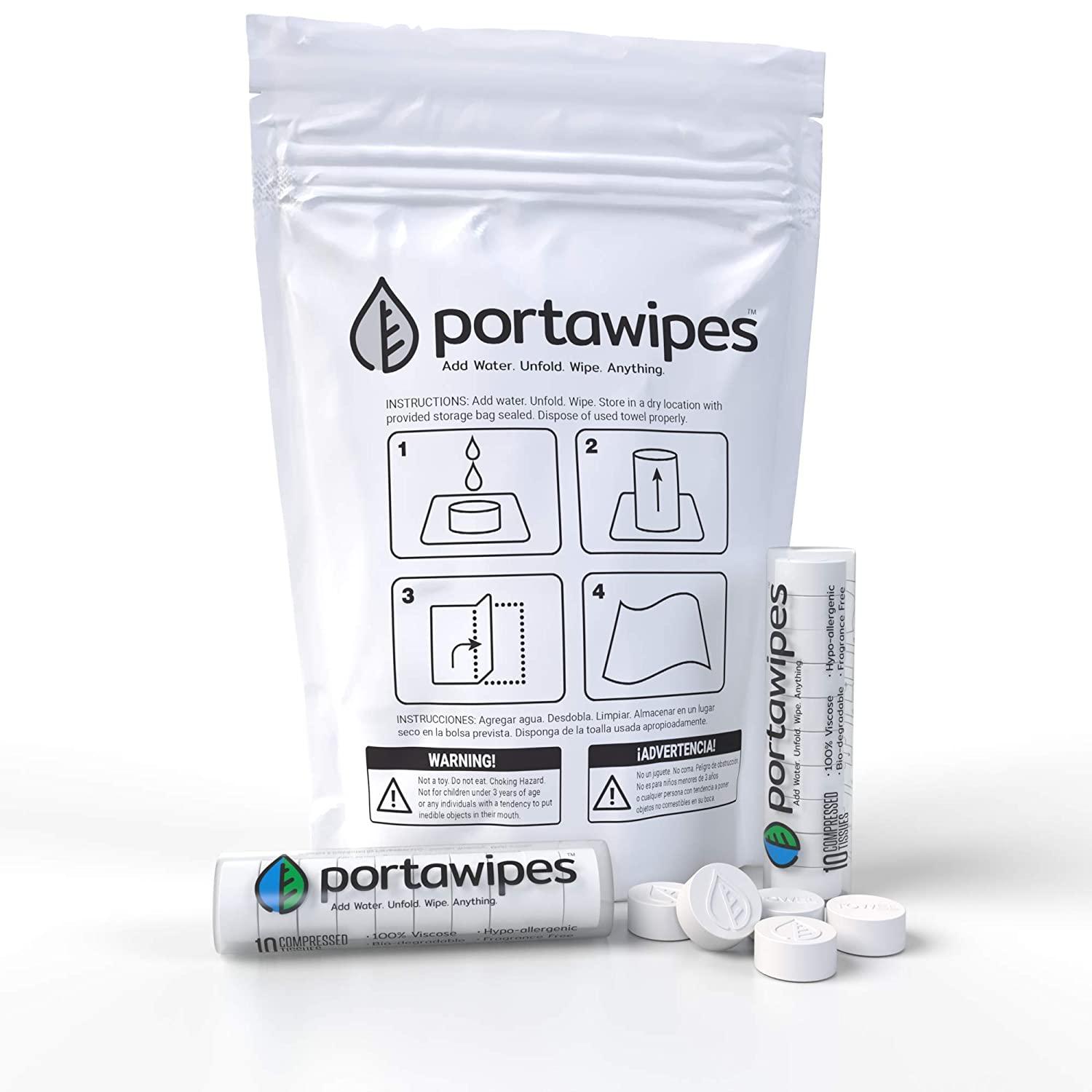 Portawipes Coin Tissues | 100 Pack with 2 Carrying Cases | Compressed ...