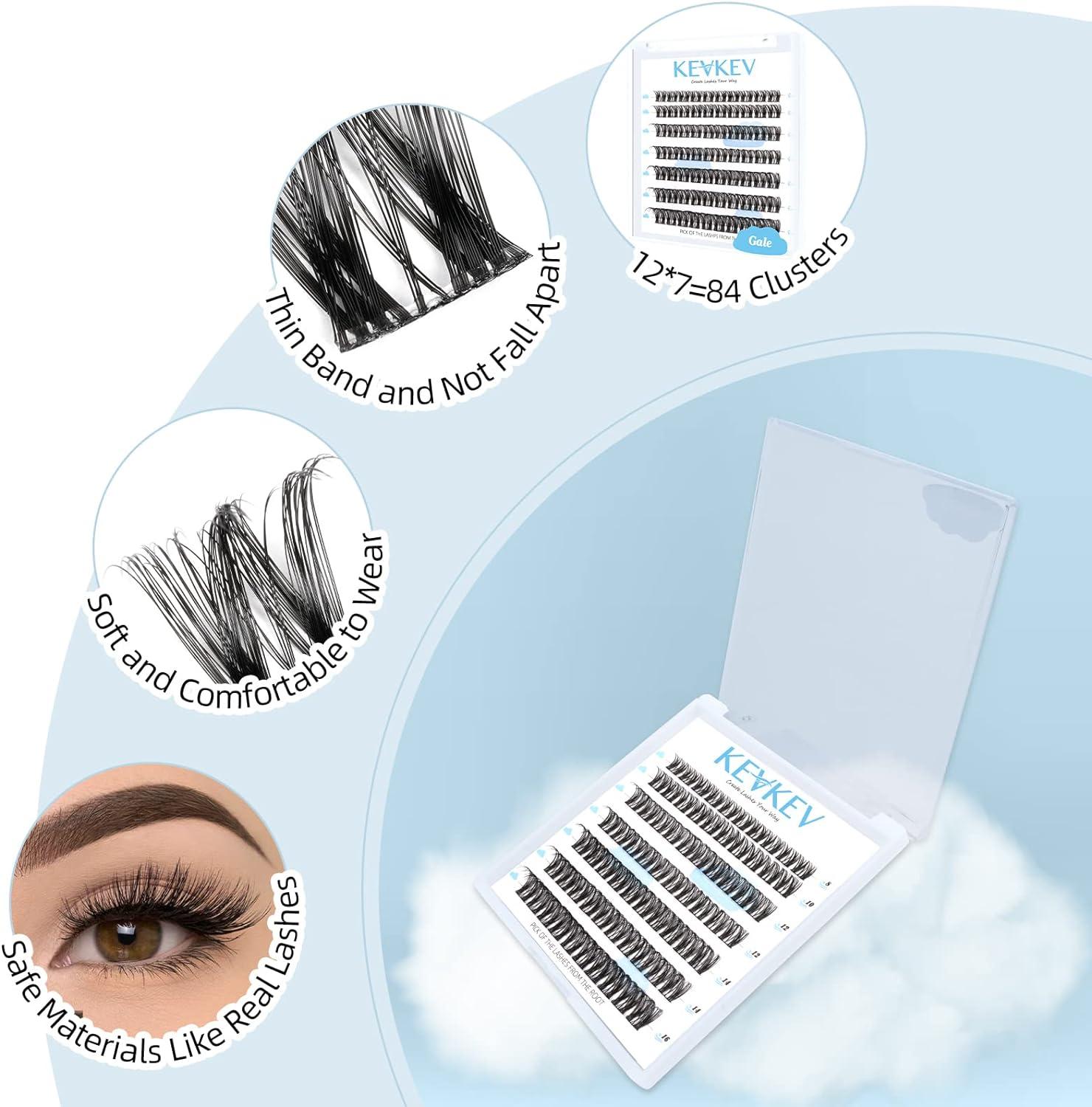 Gale C-Mix Cluster Lashes 84 Pcs | DIY Eyelash Extensions Thin Band ...