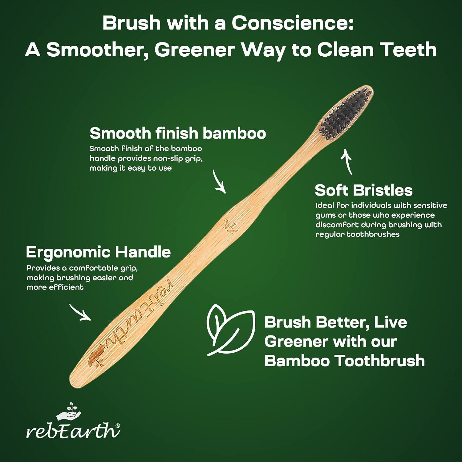 Bamboo Aesthetic Toothbrush Set of 4 | Ultra Soft Bristles | Black ...