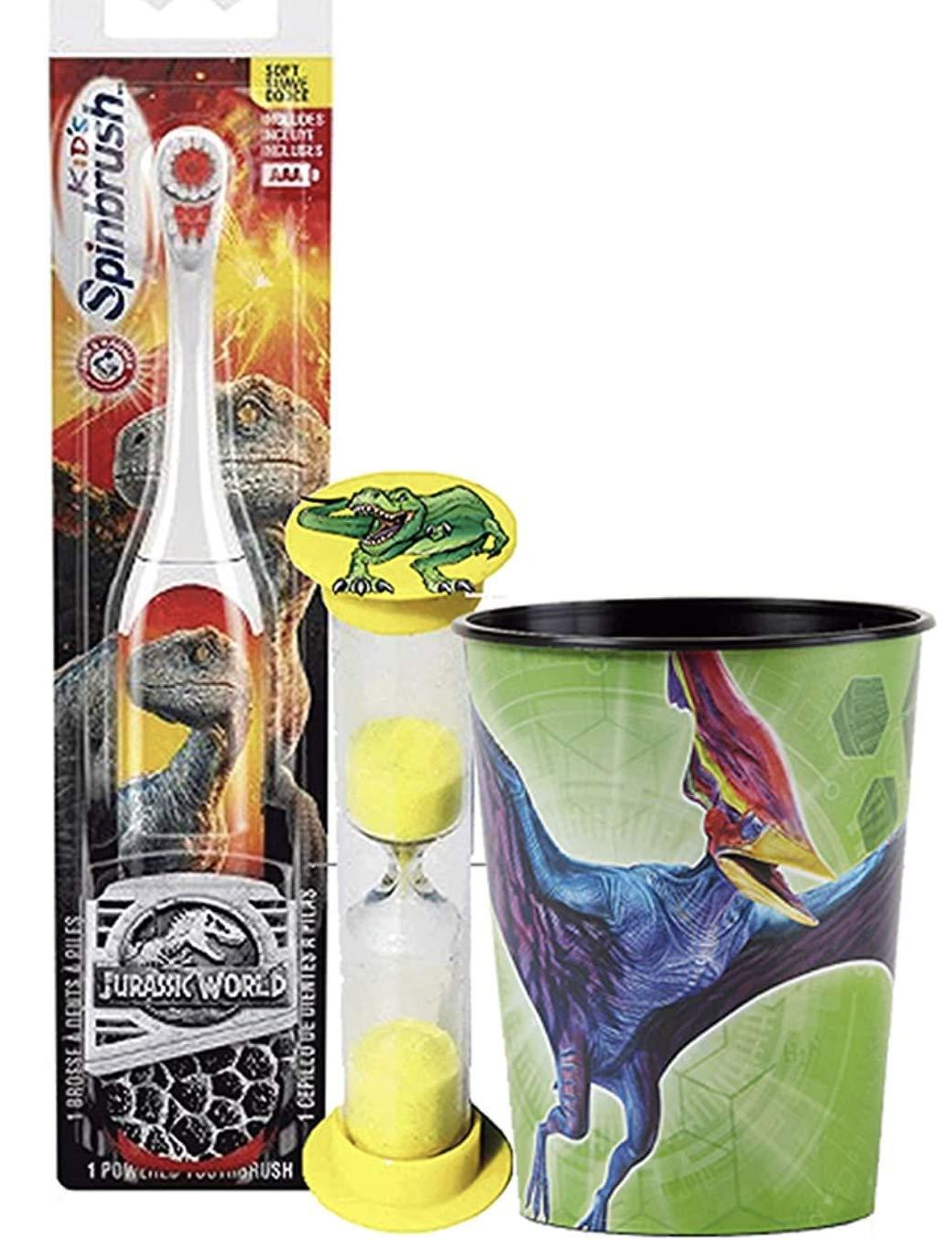 Jurassic World 3pc Oral Hygiene Bundle with T-Rex Toothbrush, Brushing ...