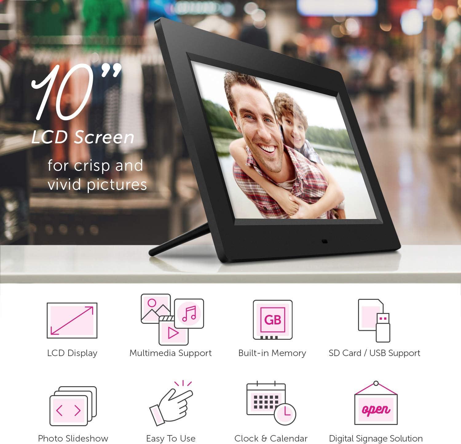 Aluratek 10 LCD Digital Photo Frame with 4GB Built-In Memory - Black ...