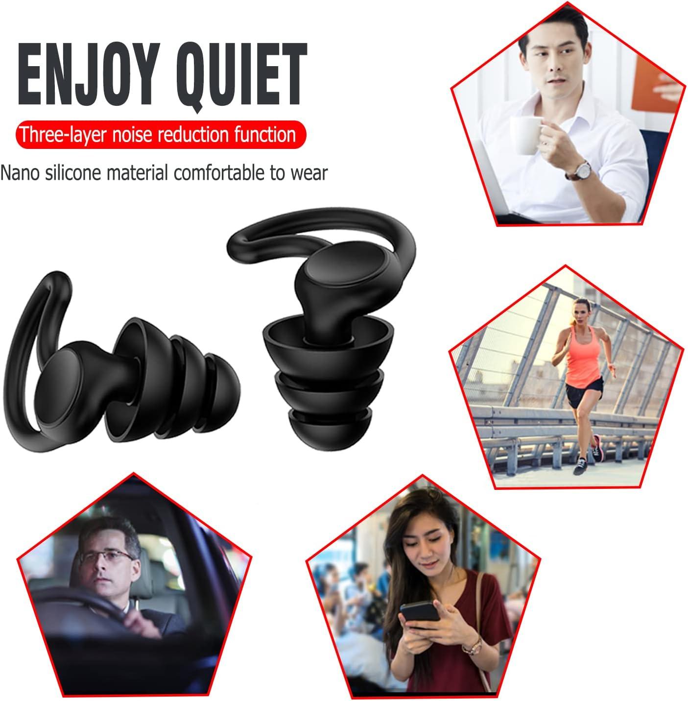 Reusable 3-Layer Sound-Proof Earplugs for Sleeping, Working, Concerts ...