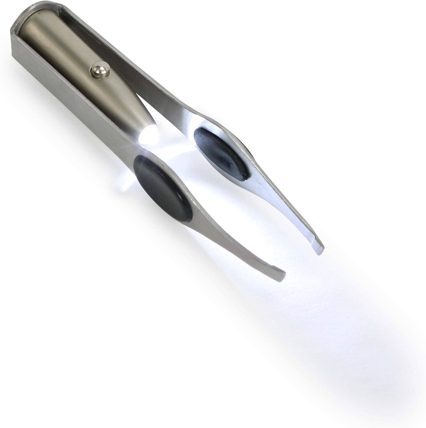 Iconikal Stainless Steel LED Tweezer 3-Pack - Slant Tip, Lighted ...