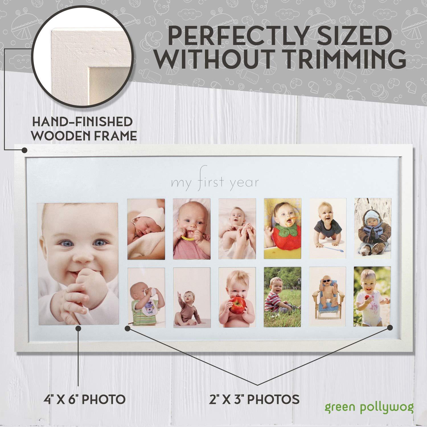 Green Pollywog Baby's First Year Collage Frame in White | 12 Month ...