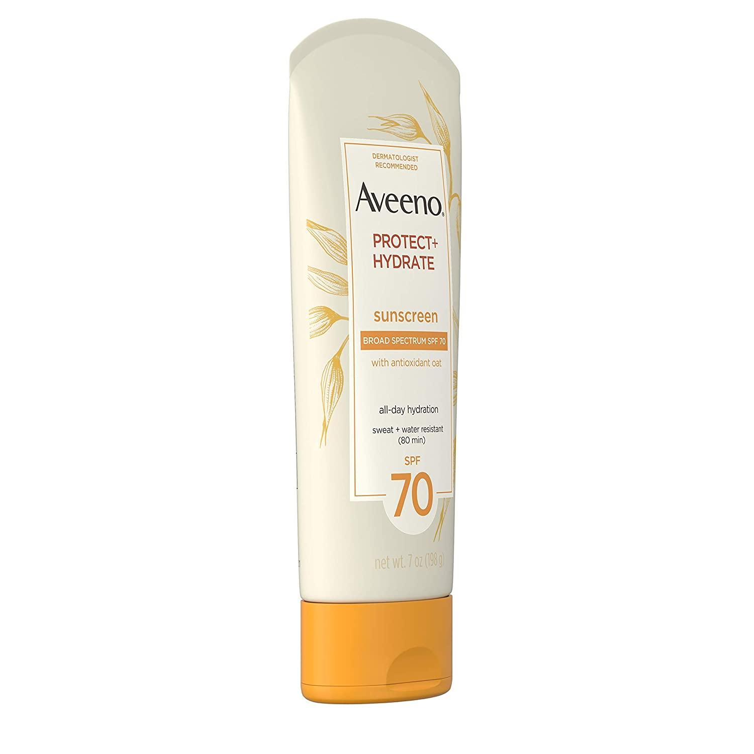 Aveeno Protect + Hydrate SPF 70 Moisturizing Sunscreen Lotion - 7 oz ...