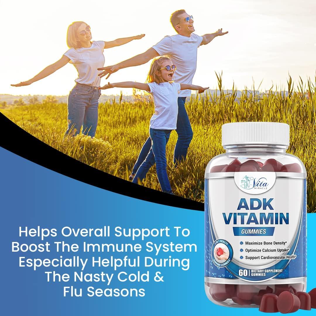 ADK Vitamin Supplement Gummies with 5000 IU D, 3000 IU A, 500mcg K ...