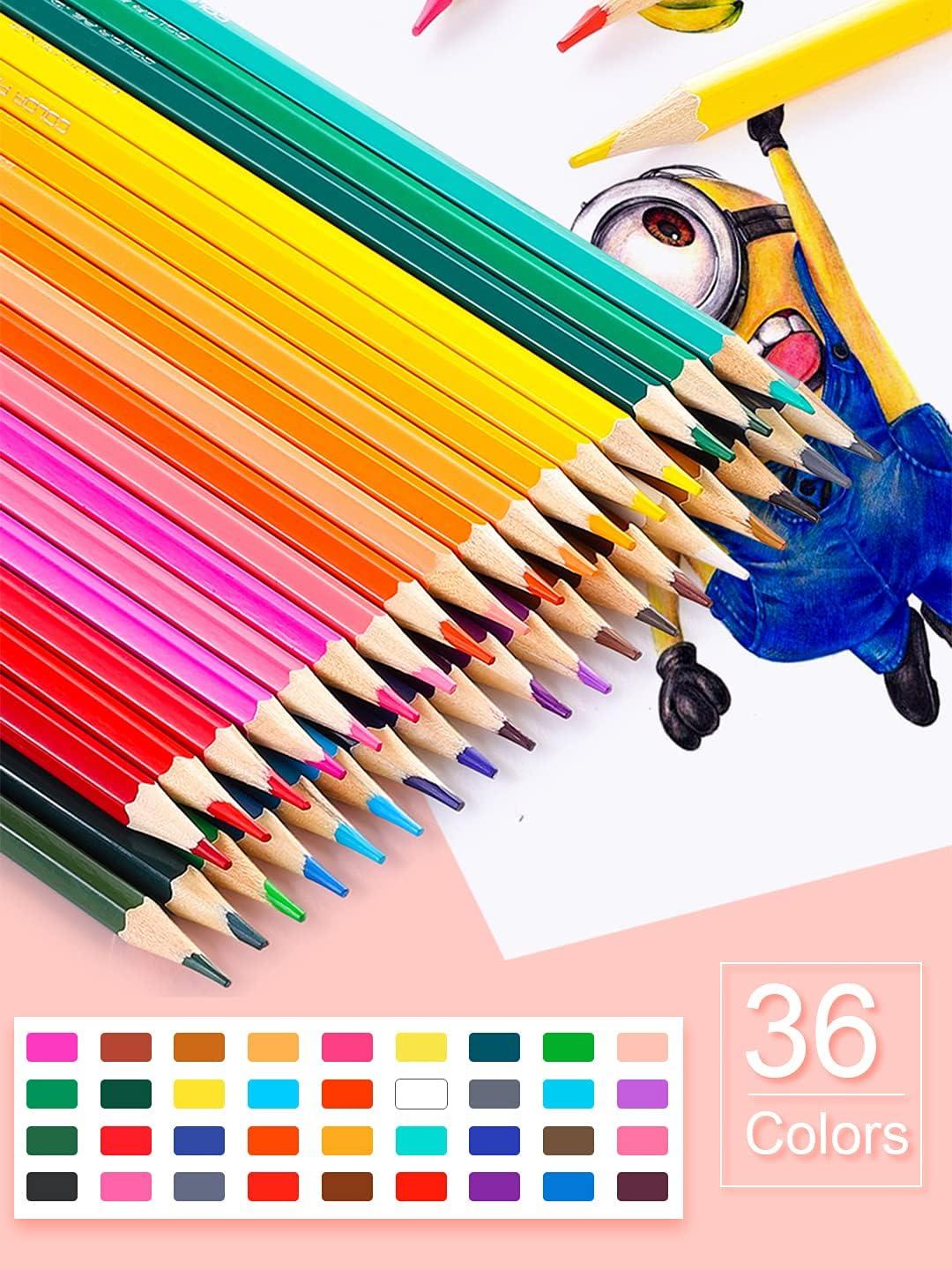 Deli 36 Pack Colored Pencils with Built-in Sharpener in Tube Cap ...