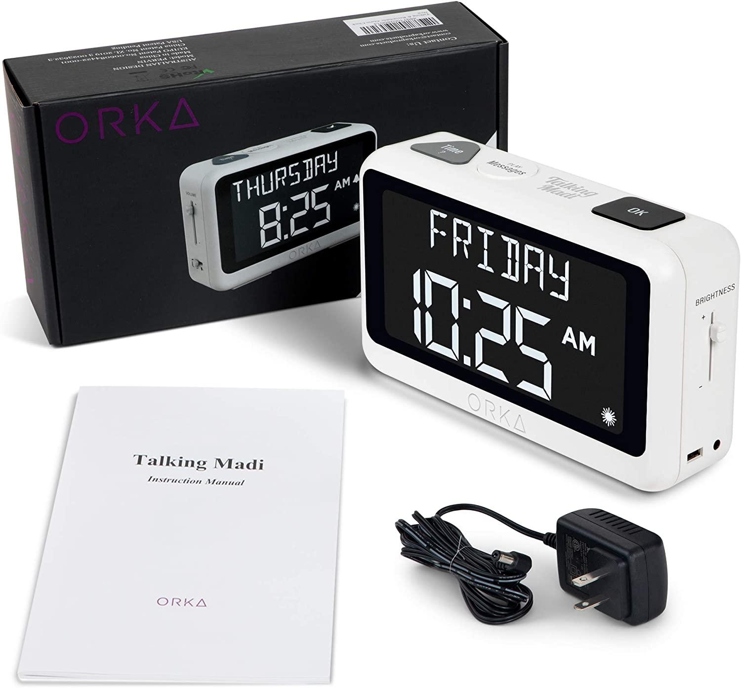 ORKA Talking Clock for Elderly Seniors | Medication Pill Reminder ...