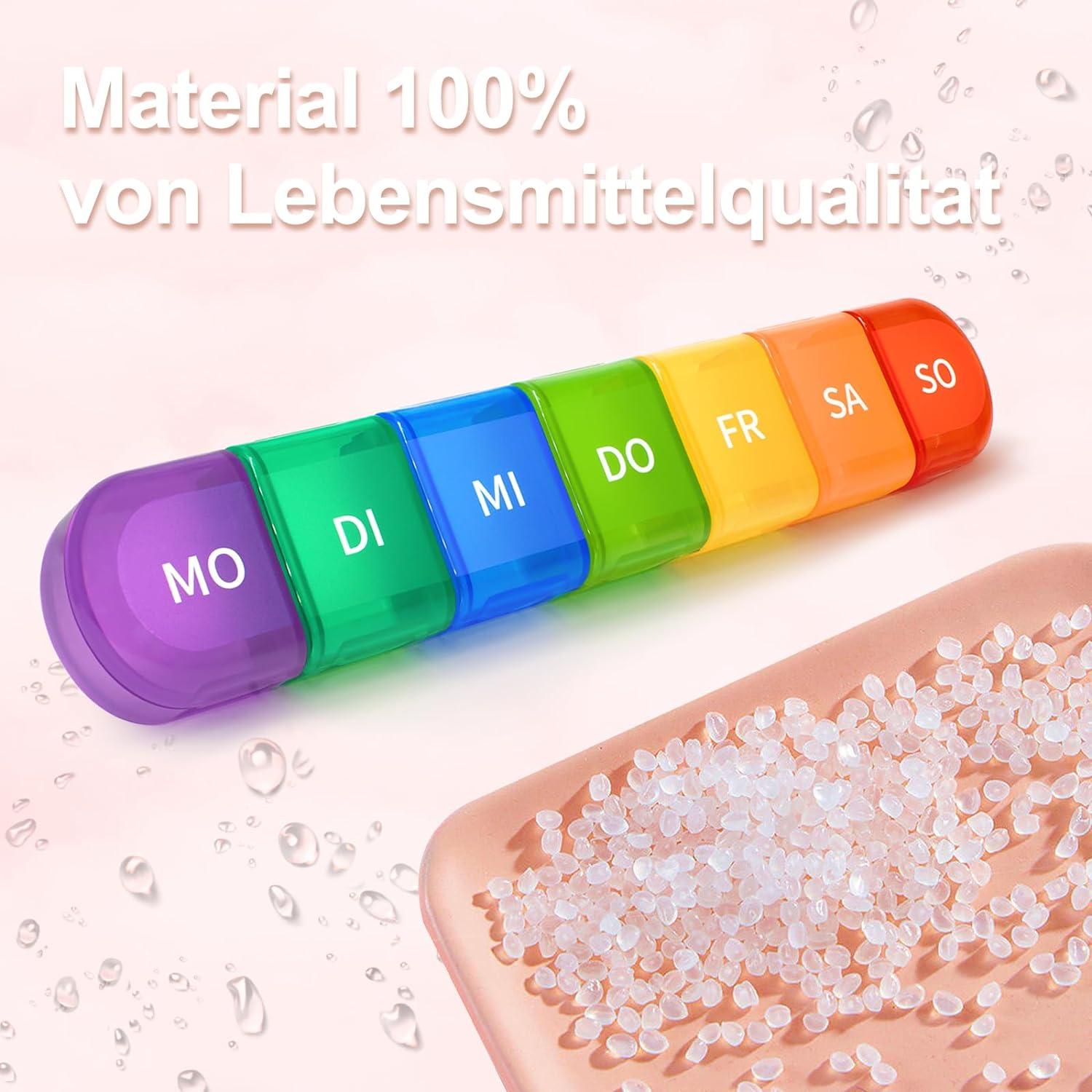 Rainbow 7-Day Tablet Box | Pill Organizer with 7 Divisible Compartments ...