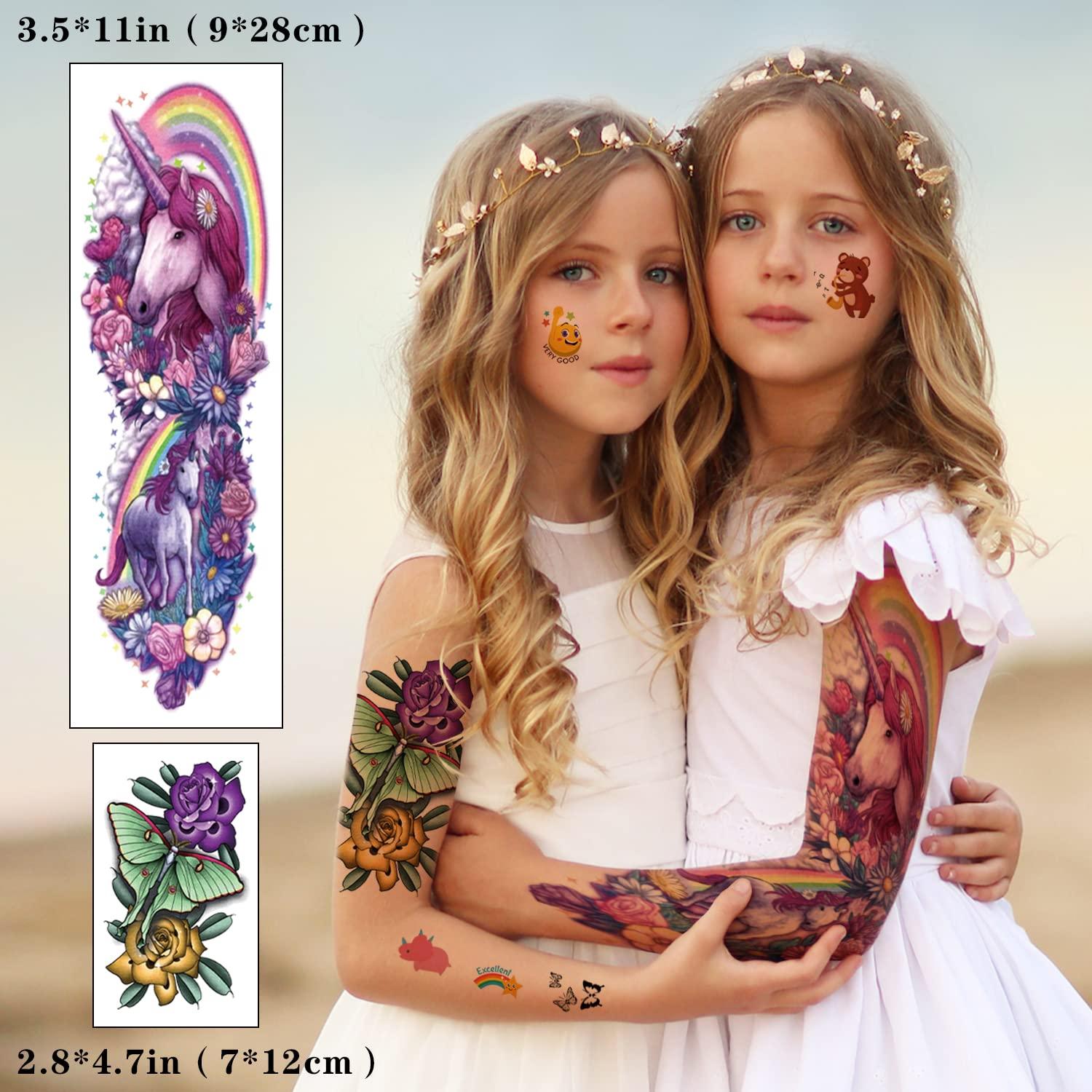 52 Sheets Kids Full Arm Temporary Tattoo Set - Realistic Fake Tattoos ...