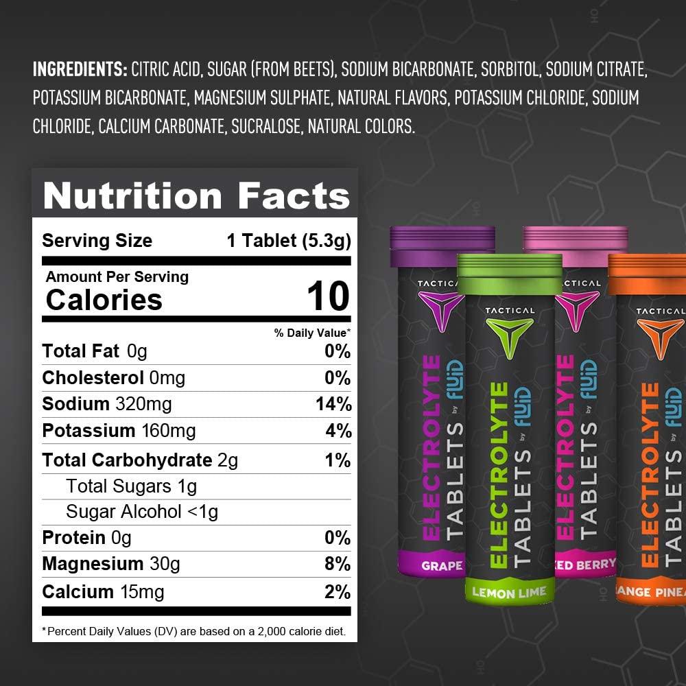 Fluid Tactical Effervescent Hydration Tablets - Electrolyte Replacement ...