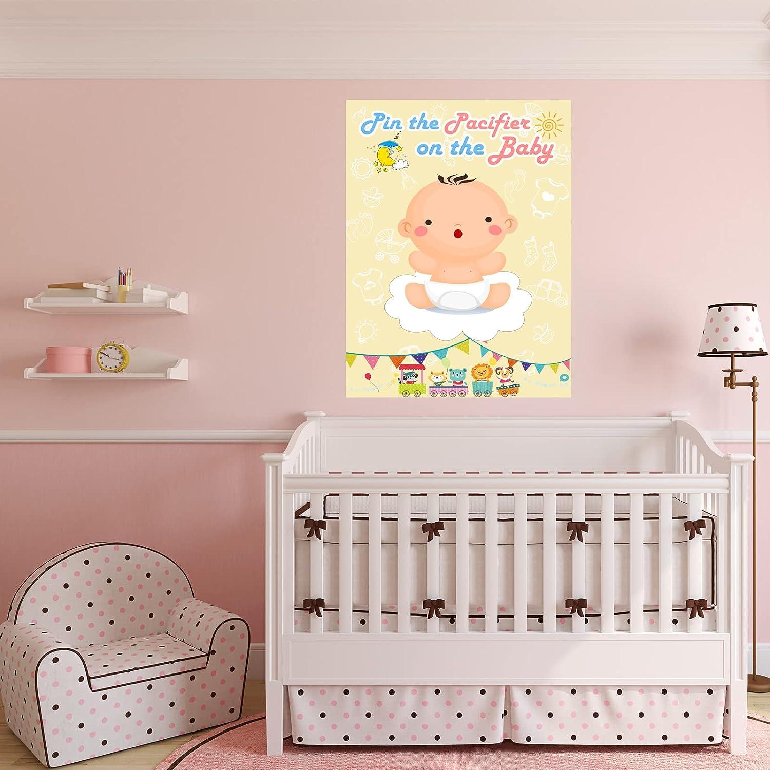 Hooqict Pin the Pacifier Game Poster w/ 72 Pacifiers Stickers | Baby ...
