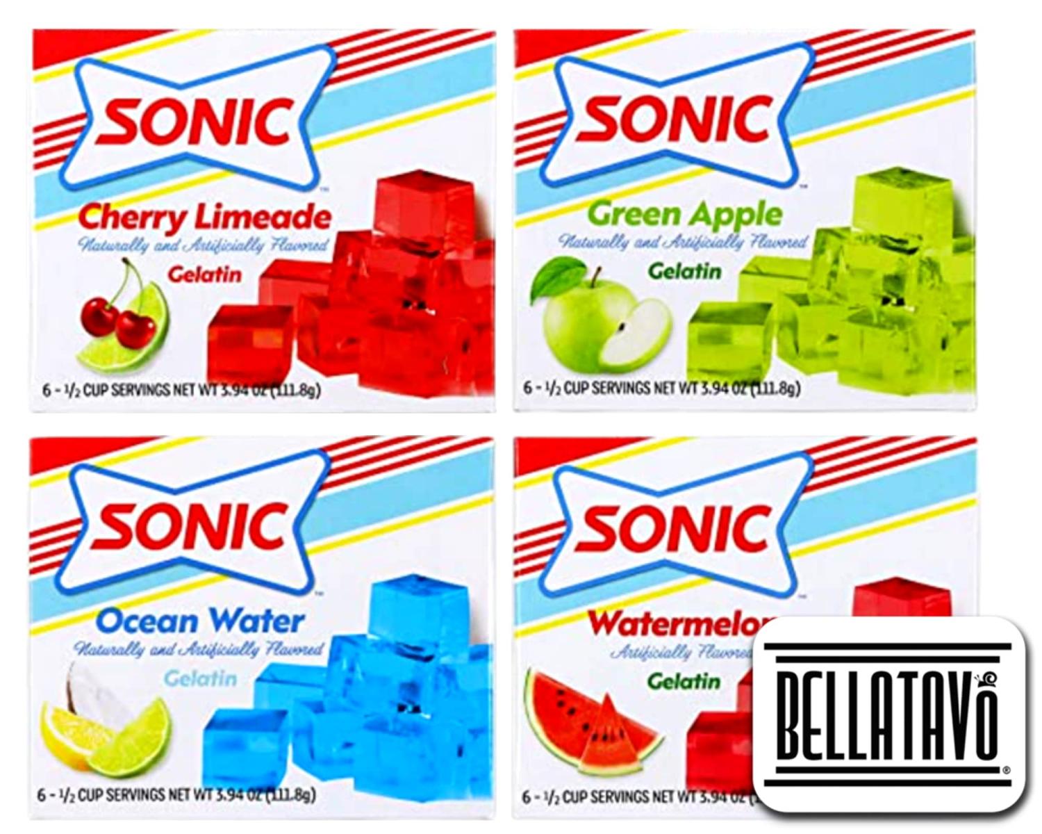 Flavored Gelatin Powdered Packets Variety Pack - 4 Boxes of Sonic ...