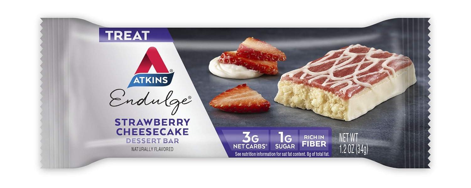 Atkins Endulge Treat Strawberry Cheesecake Dessert Bar - Keto-Friendly ...
