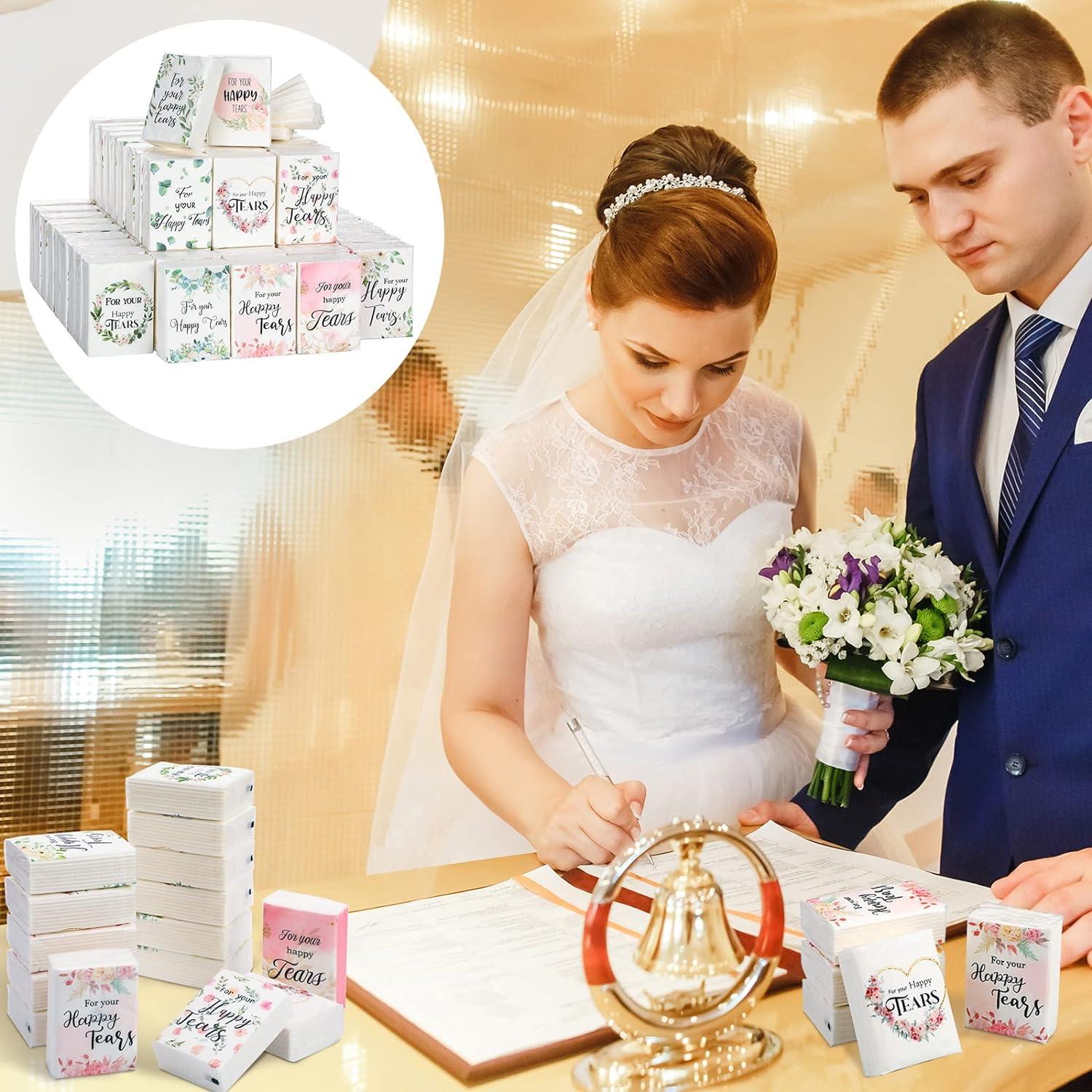 100 Wedding Tissues Pack for Guests - Individually Packed Facial ...