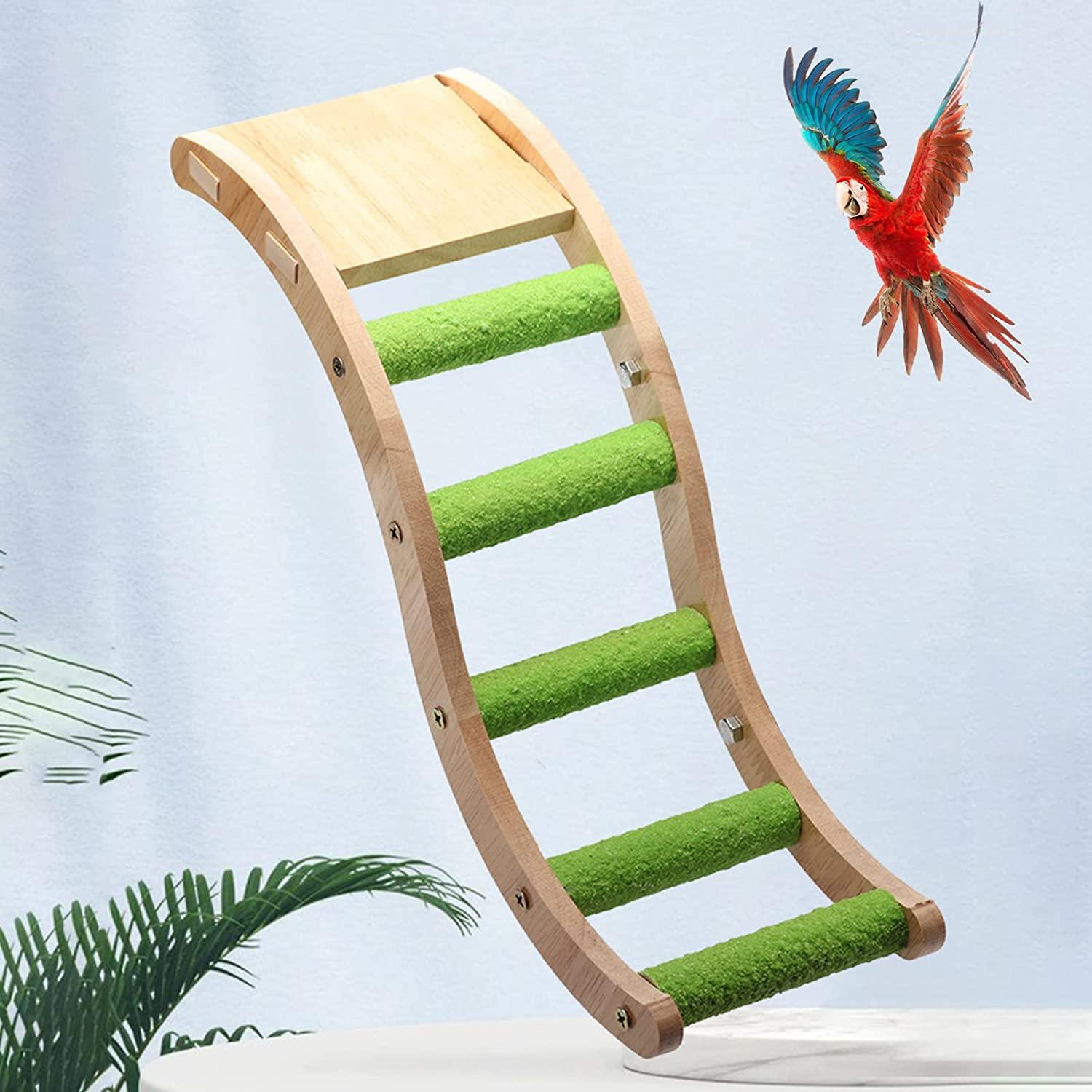 Wooden Bird Ladder Toy for Parakeets, Conures, Macaws & Lovebirds ...