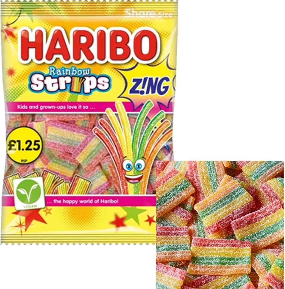 12 x Rainbow Strips Z!NG 130g 1.25 PMP - Sour Fruit Flavour Gummy Sweets | Buy Now with Express ...