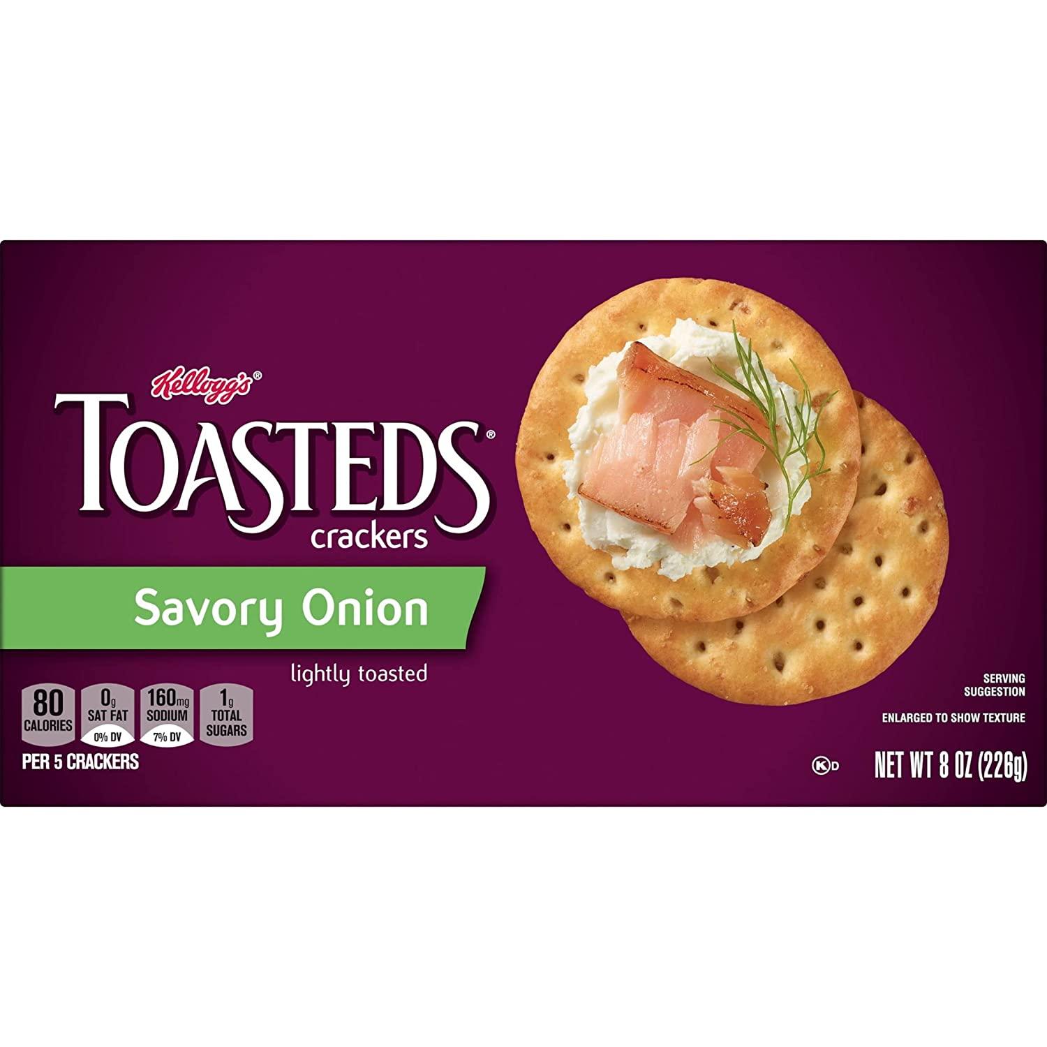 Toasteds Savory Onion Crackers - 8oz Box | Perfect Party Snack | Buy ...
