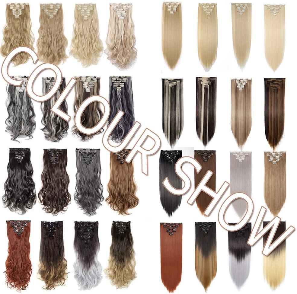 Dark Red Curly Ombre Clip-in Hair Extensions - 24 Inch Full Head, 8 ...