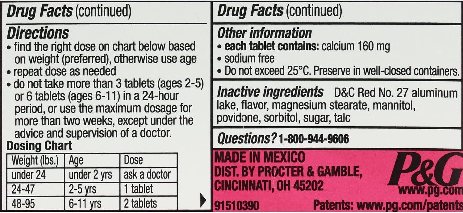 Pepto-Bismol Pepto-Bismol Children Chewable Tablets, Bubble Gum Flavor ...