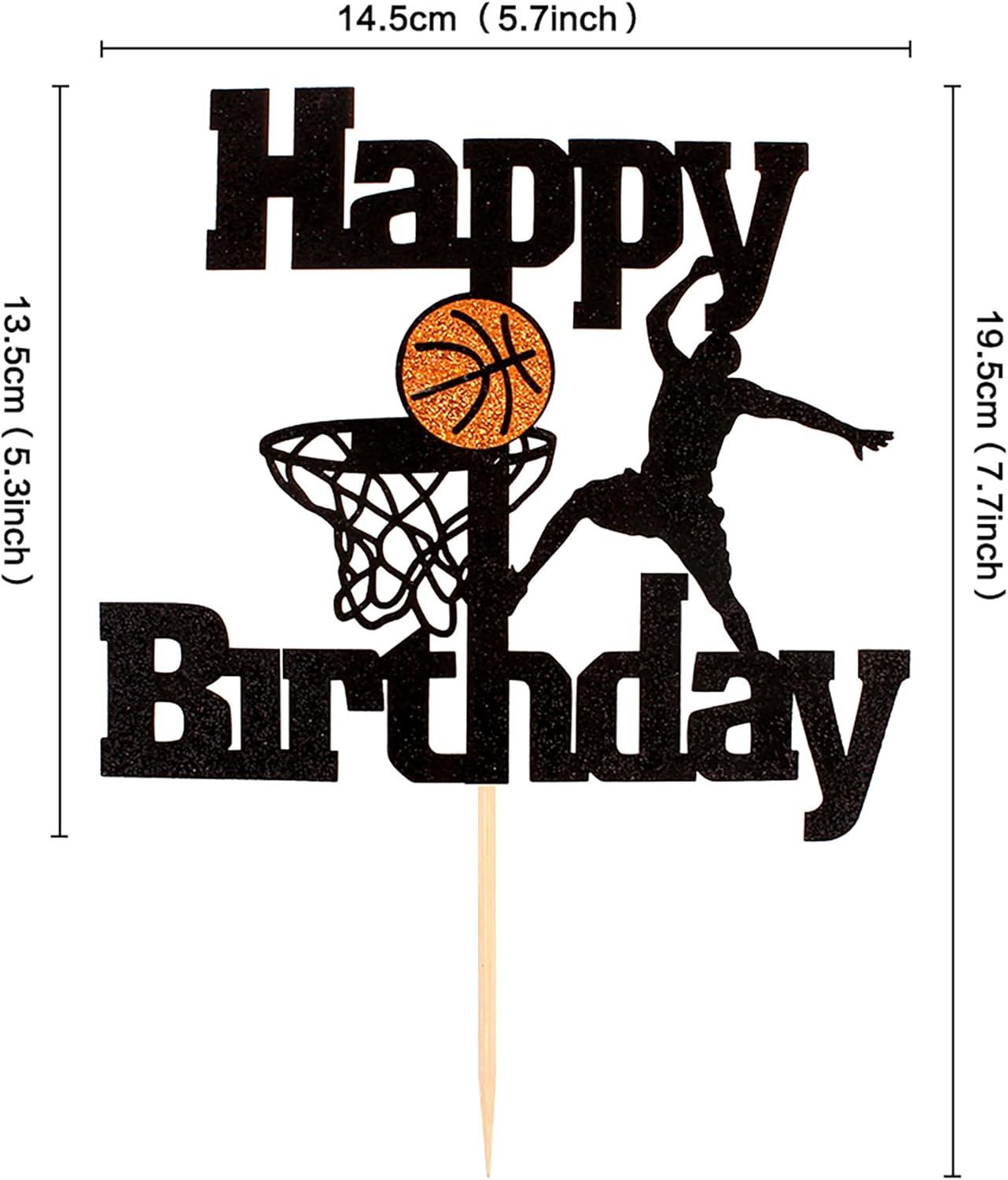 Blumomon Basketball Cake Decoration - 1 Piece Happy Birthday Shield ...