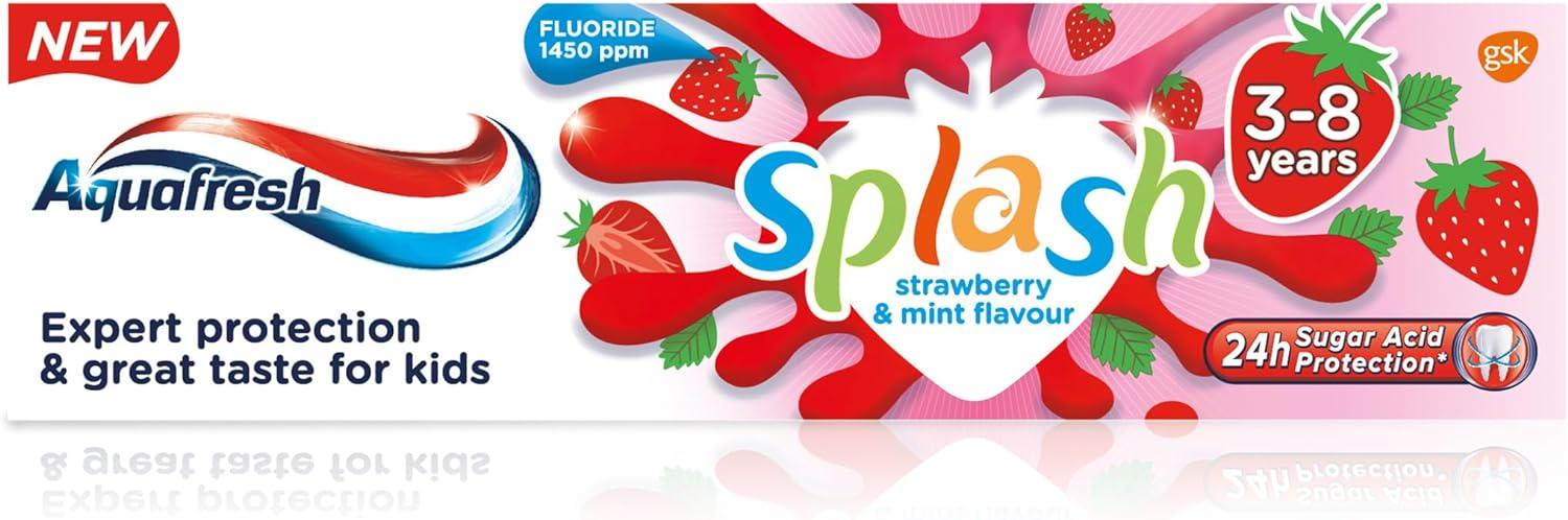 Aquafresh Kids Toothpaste Splash 3-8 Years | Strawberry Flavour | 75 ml ...