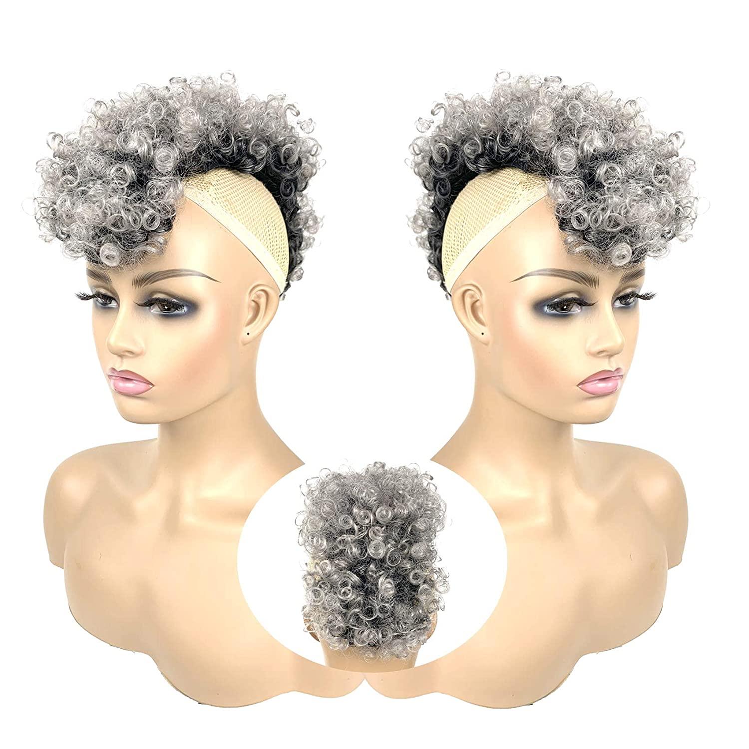 Jerry Curly Afro Puff Mohawk Ponytail with Bangs | Synthetic Fauxhawks ...