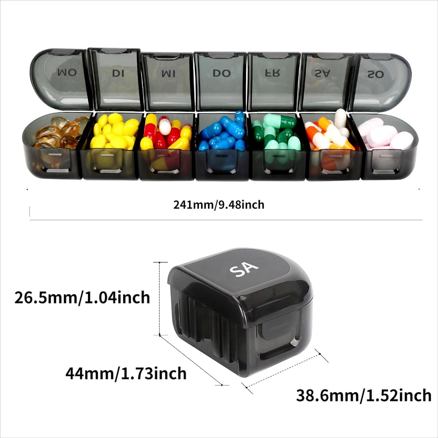 7-Day Pill Organizer Box - Moisture-Resistant Tablet Case with 7 ...