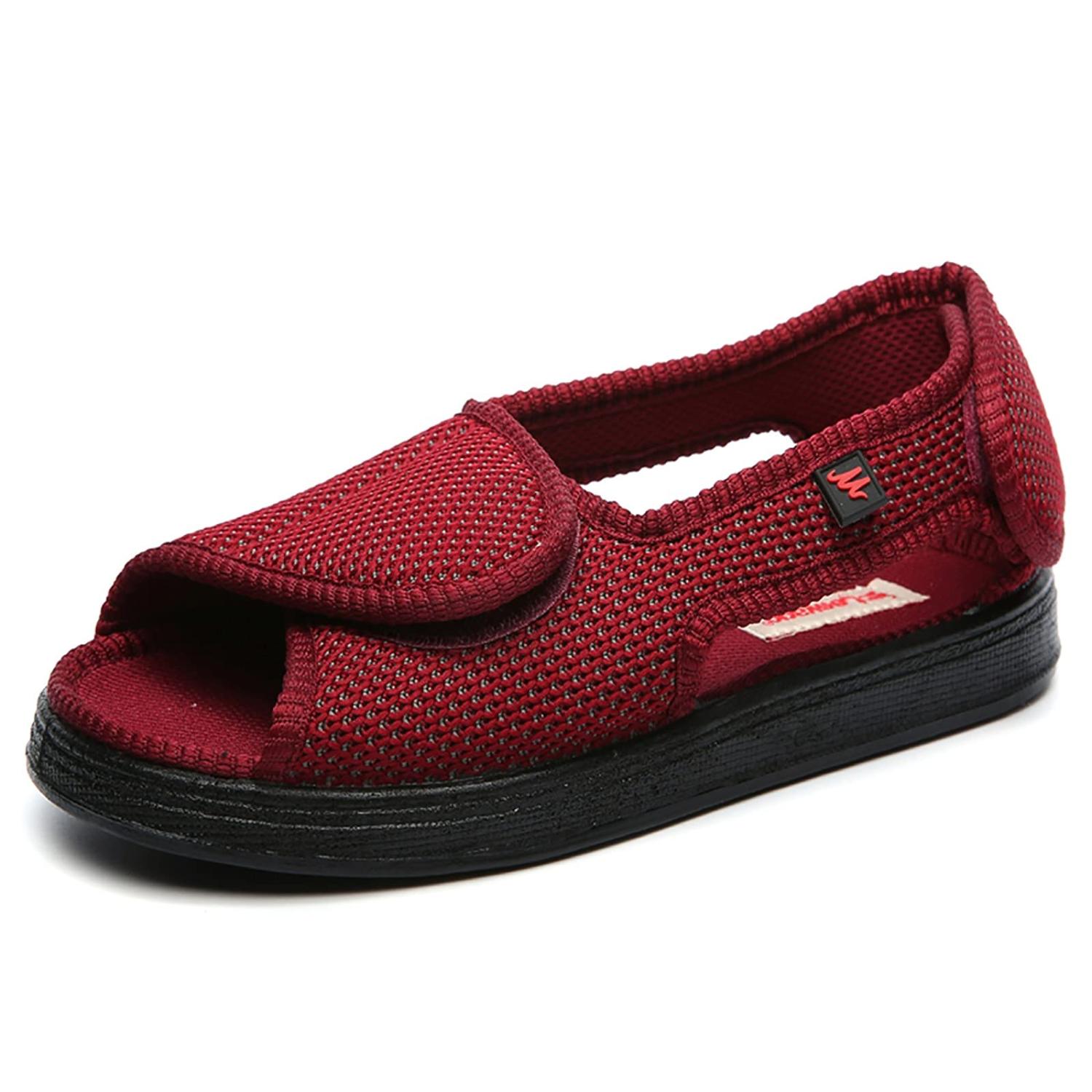 ZXCDF Womens Diabetic Slippers - Open Toe Adjustable Arthritis Edema ...