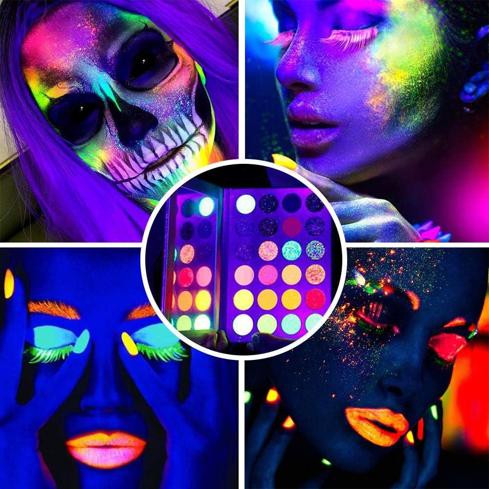 Kalolary Neon Glow in the Dark Eyeshadow Palette - 24 Colors, Highly ...