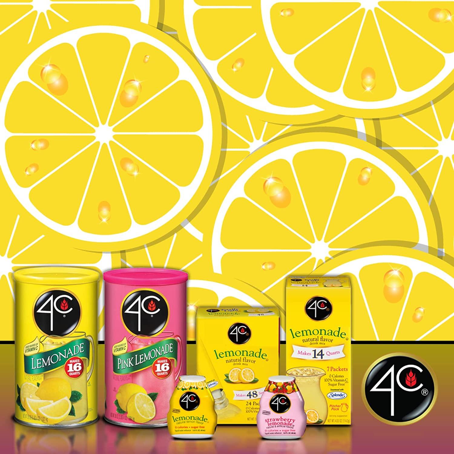 4C Sugar Free Lemonade Liquid Water Enhancer 12 Pack Premium Natural ...