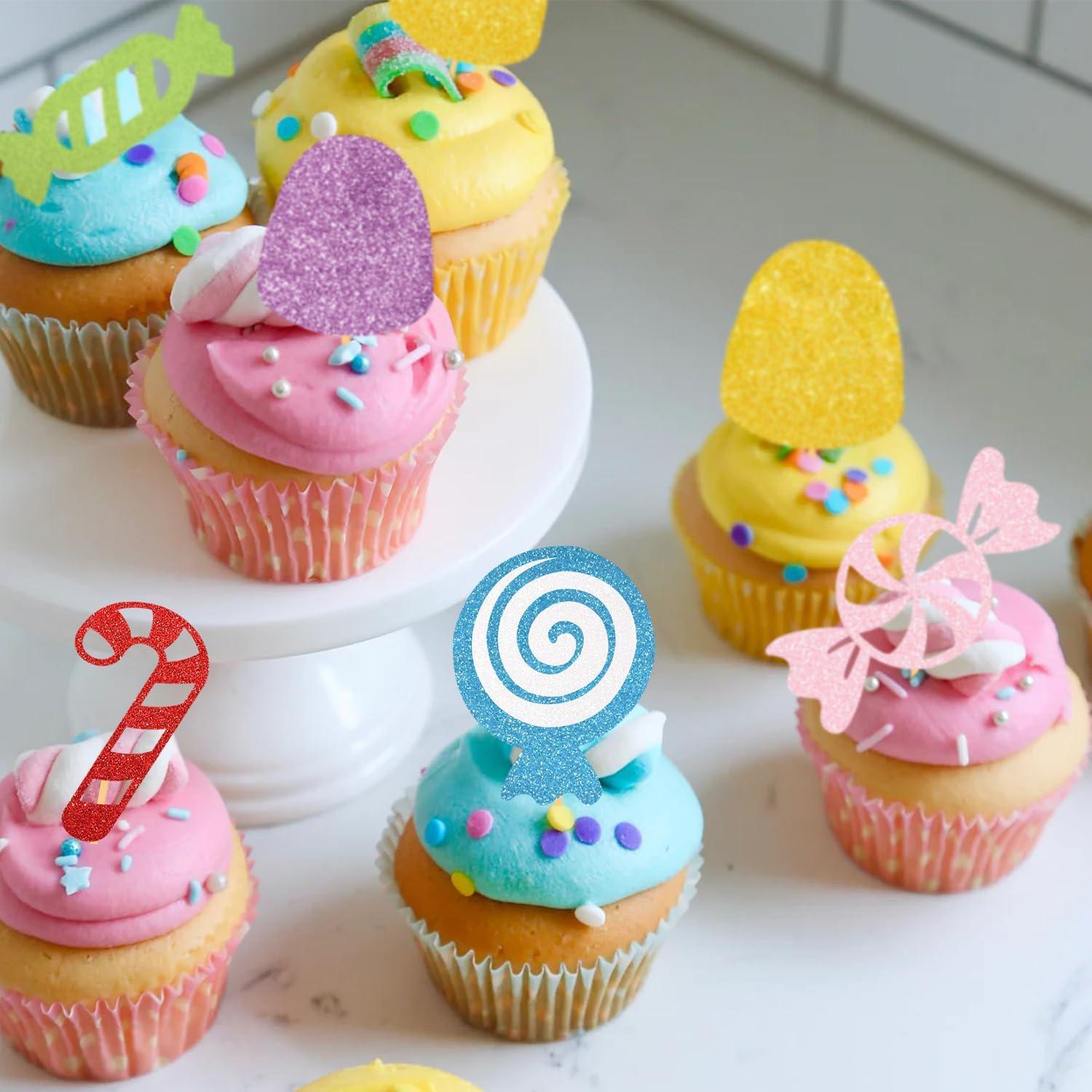 Candy Cupcake Toppers Candyland Birthday Party Decorations Sweet One ...