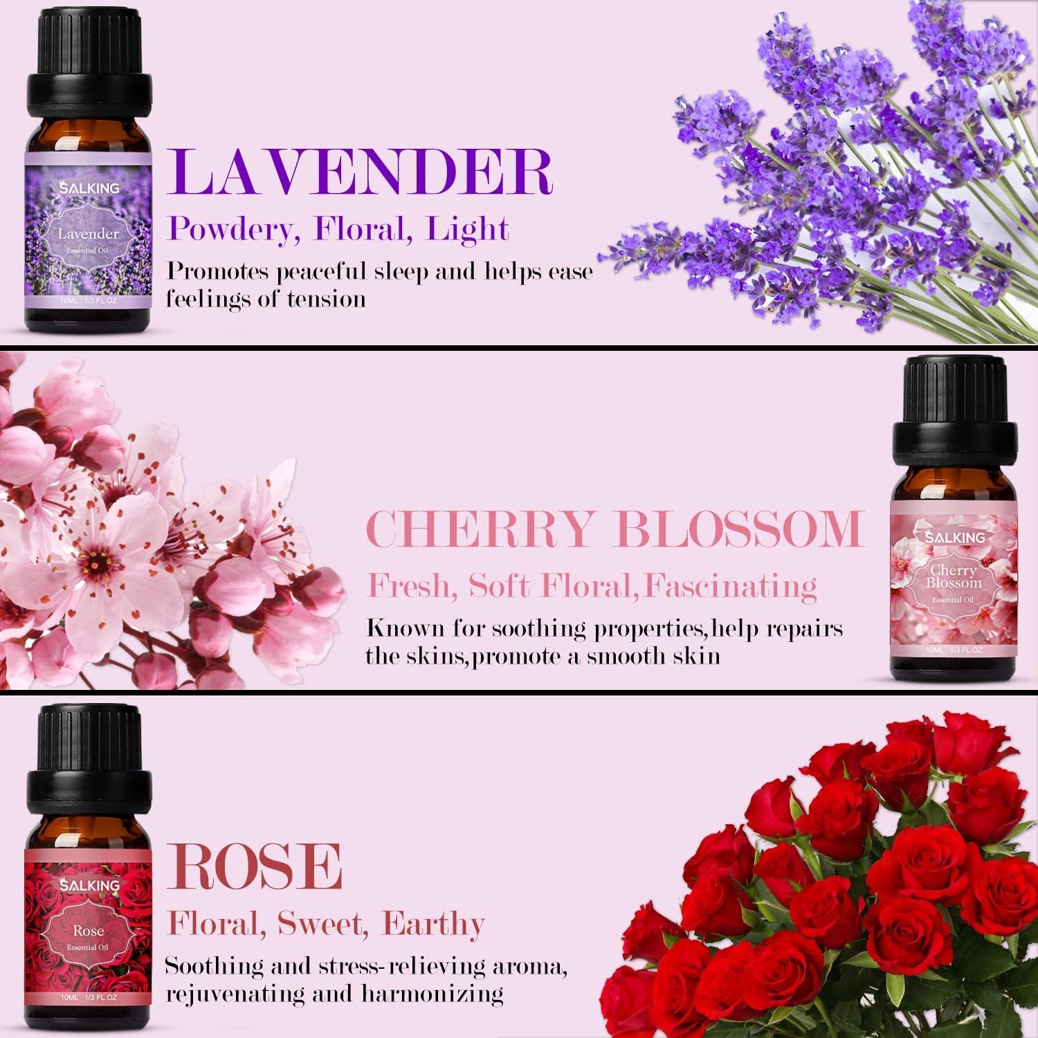 SALKING Essential Oils Set - 100% Pure Aromatherapy Gift for Diffusers - Lavender, Rose, Jasmine ...