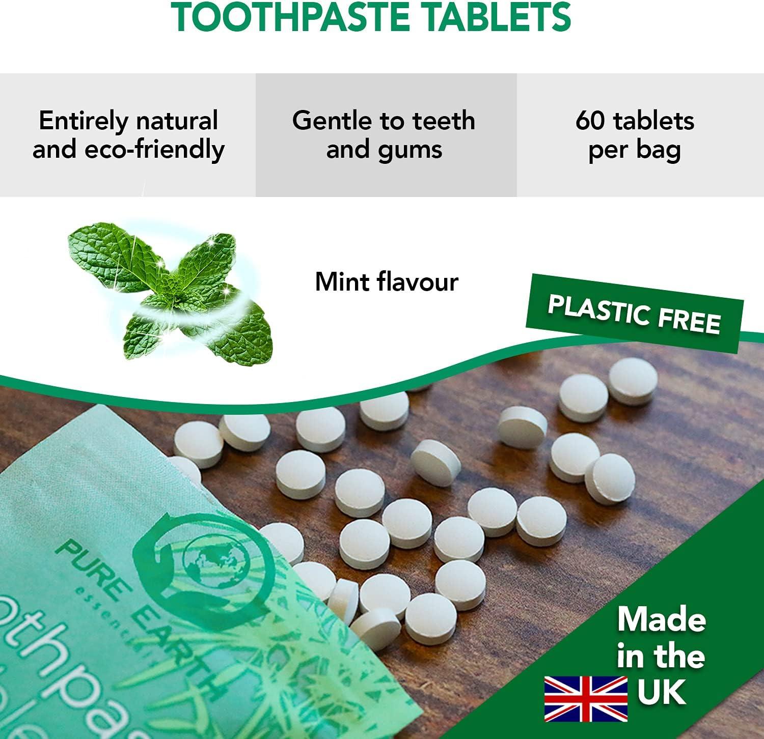 Fluoride Toothpaste Tablets - Vegan & Eco-Friendly - 60 Count | Pure Earth Essentials