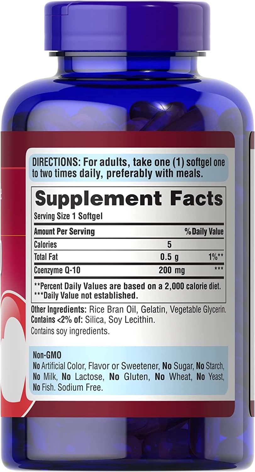Puritan's Pride CoQ10 200mg 240 Rapid Release Softgels for Heart Health ...