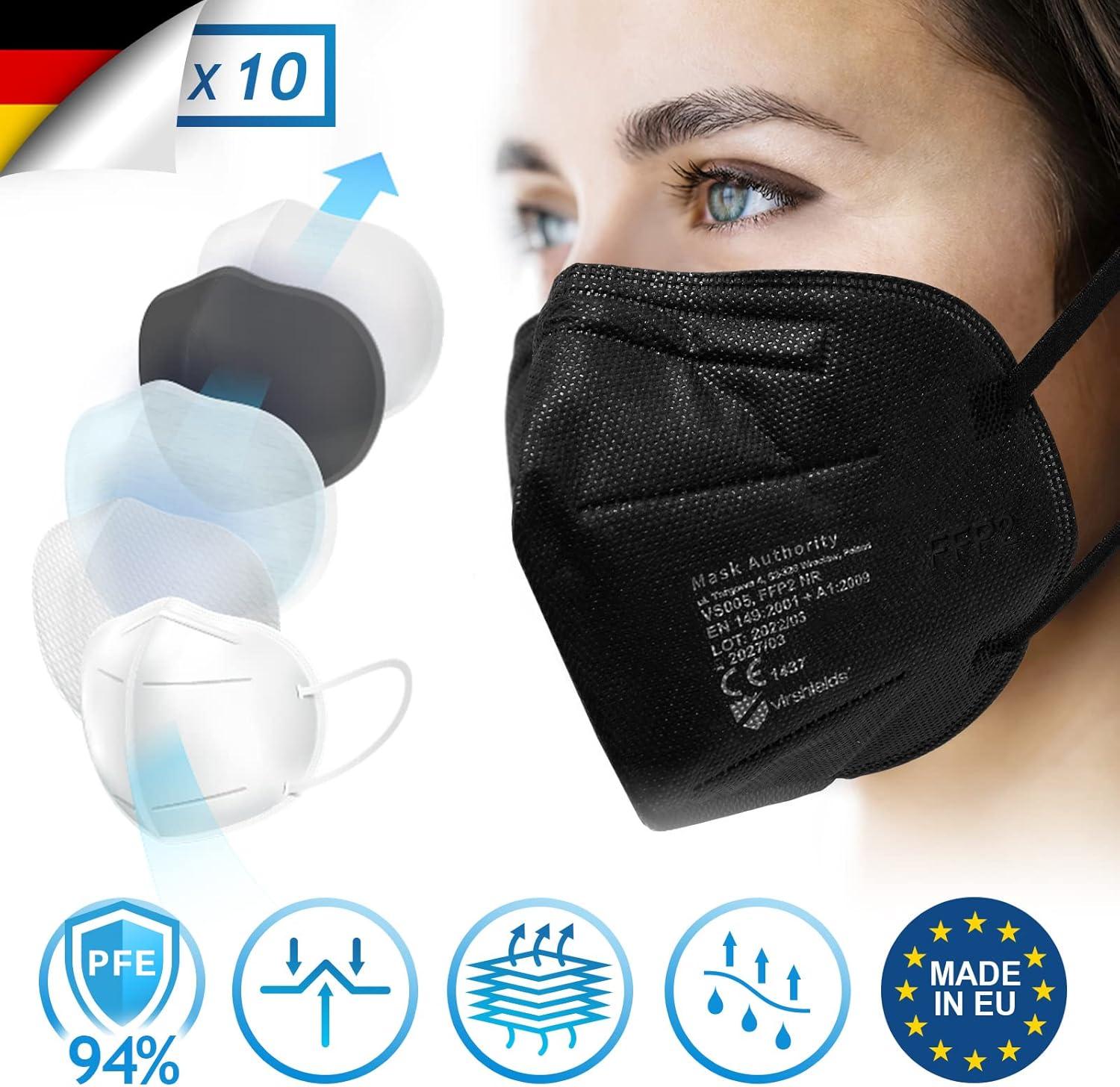 Buy Virshields FFP2 Mundsprung Mask - 94% PFE 99.99% VFE 5-Layer ...
