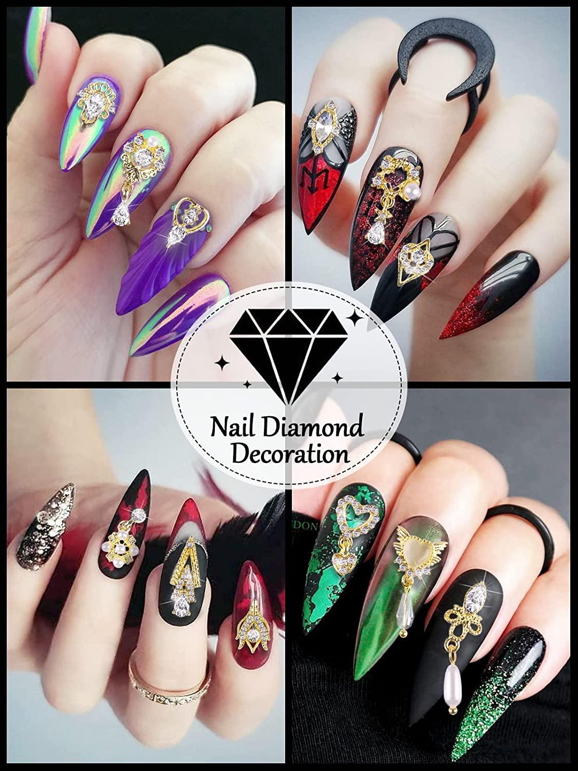 Pointy Nails Designs With Diamonds