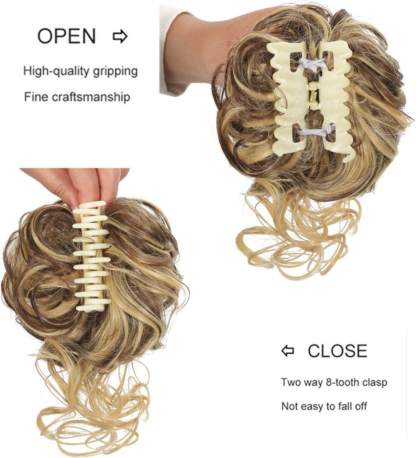 613# Claw Messy Bun Clip | Wavy Curly Chignon Hairpieces for Women and ...