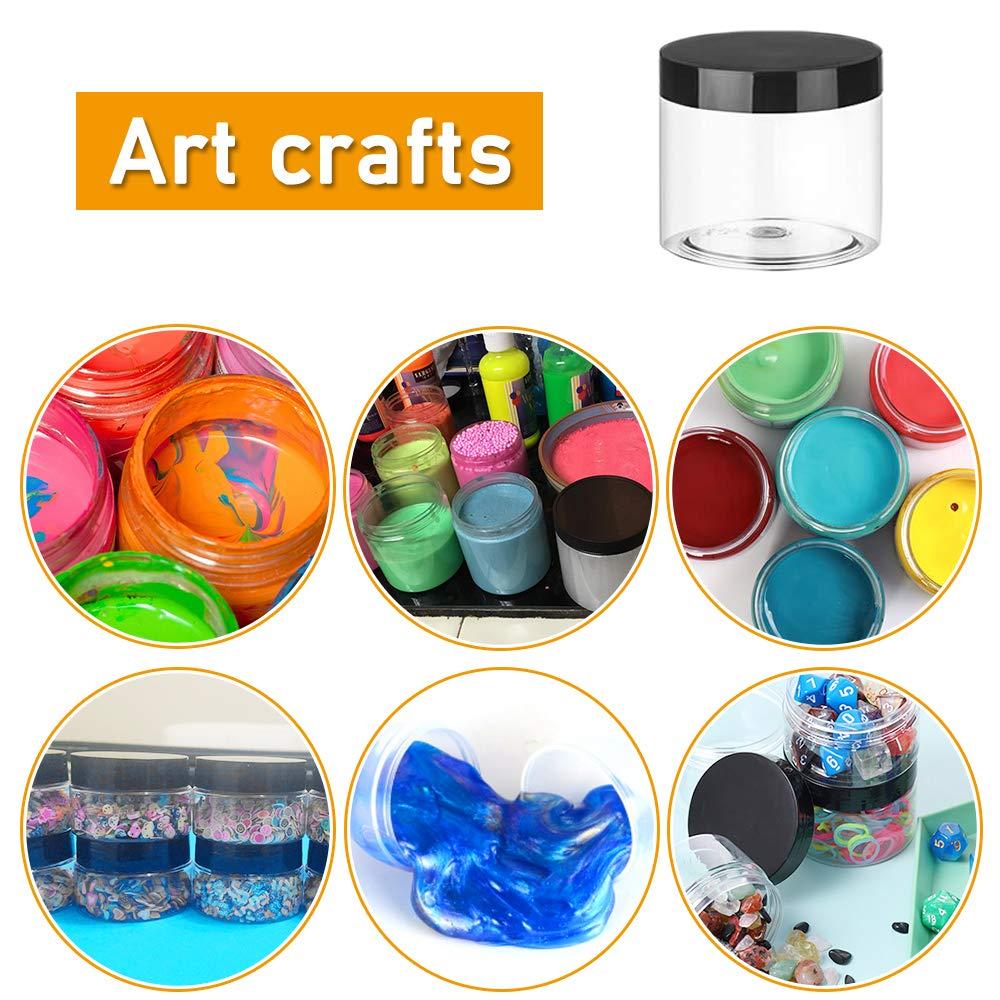 20 Pack 2 oz Clear Slime Containers with Black Lids - Refillable ...
