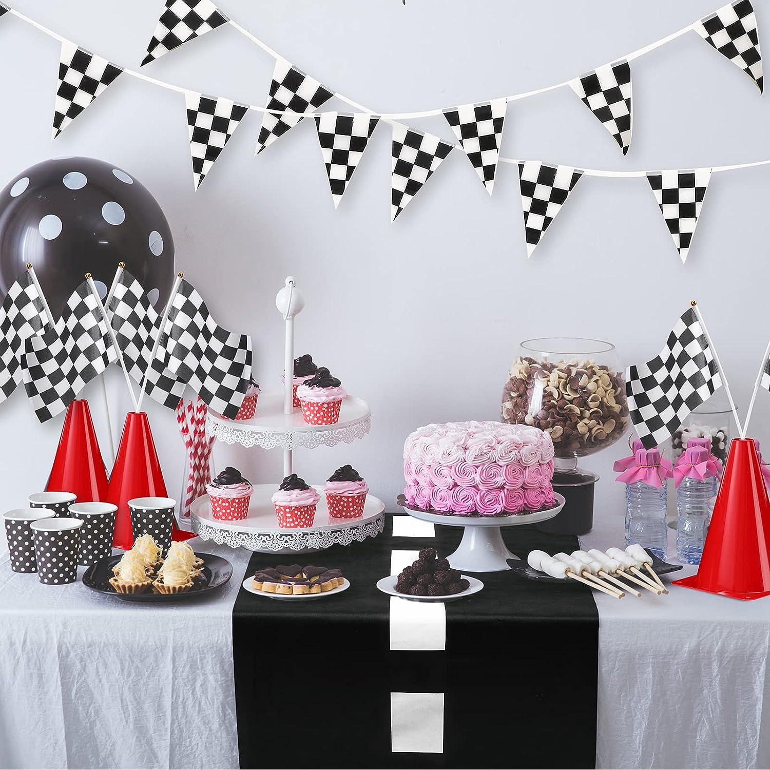 Skylety Traffic Cones and Racing Checkered Flags Set - 12 Cones, 12 ...