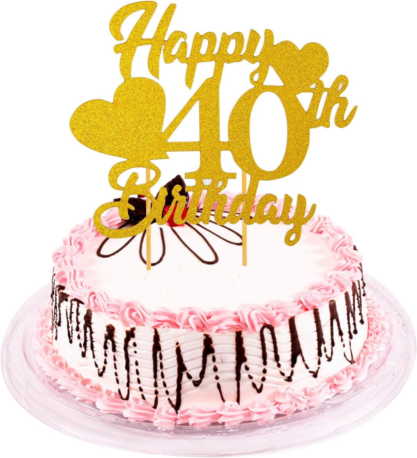 Happy 40th Birthday Cake Topper 40th Birthday Decorations for Her Happy ...