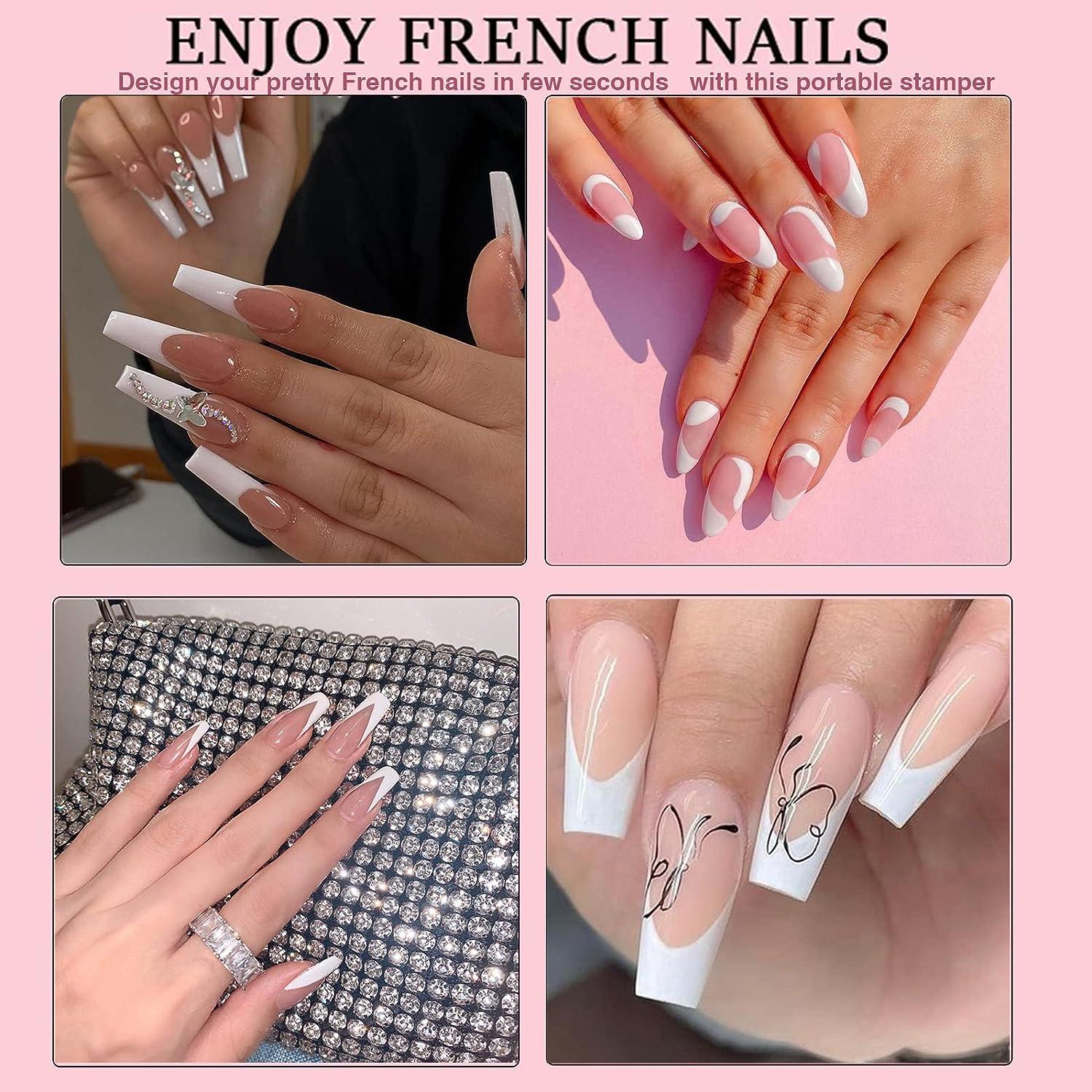 Silver French Tip Nail Stamp Double Sided Clear Art Stamper: Soft ...