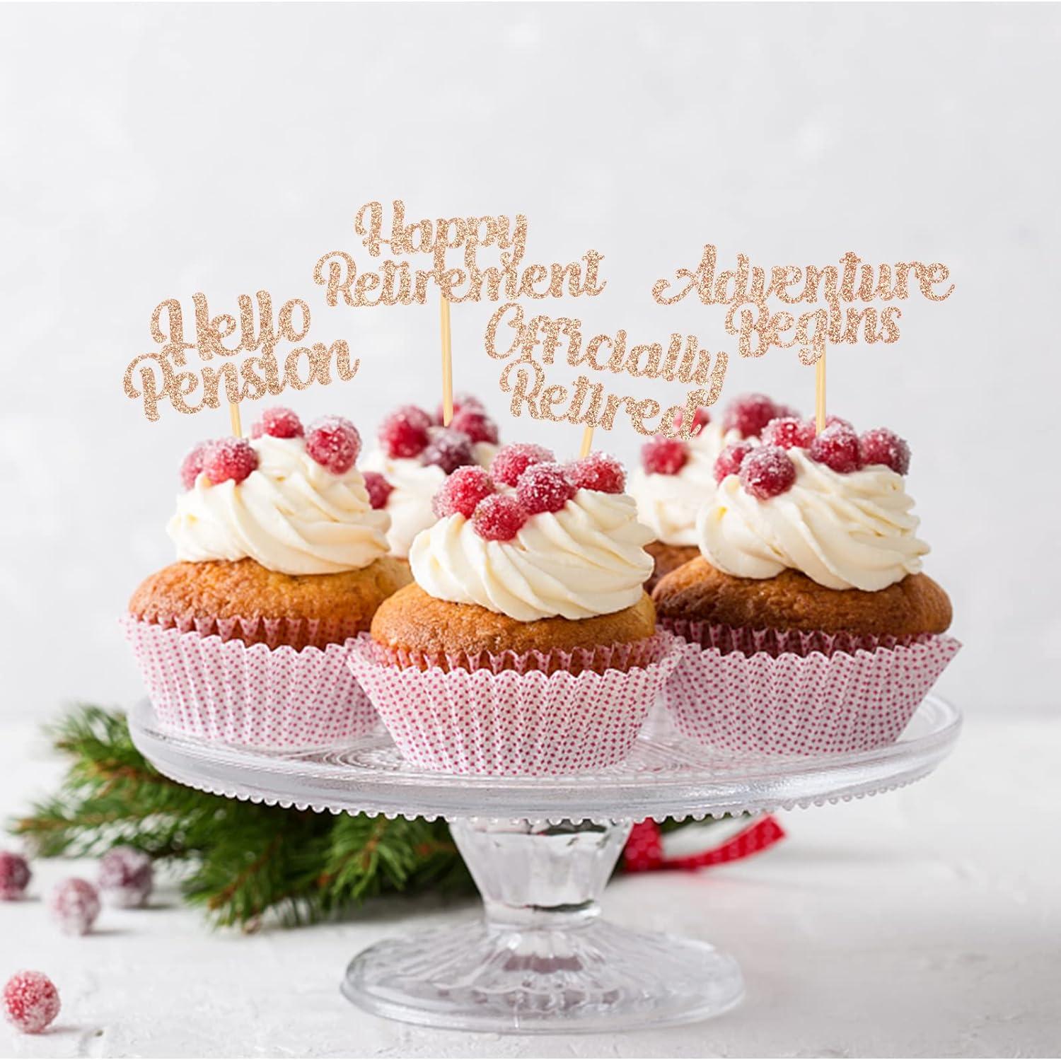 Happy Retirement Cupcake Toppers Officially Retired Hello Pension ...