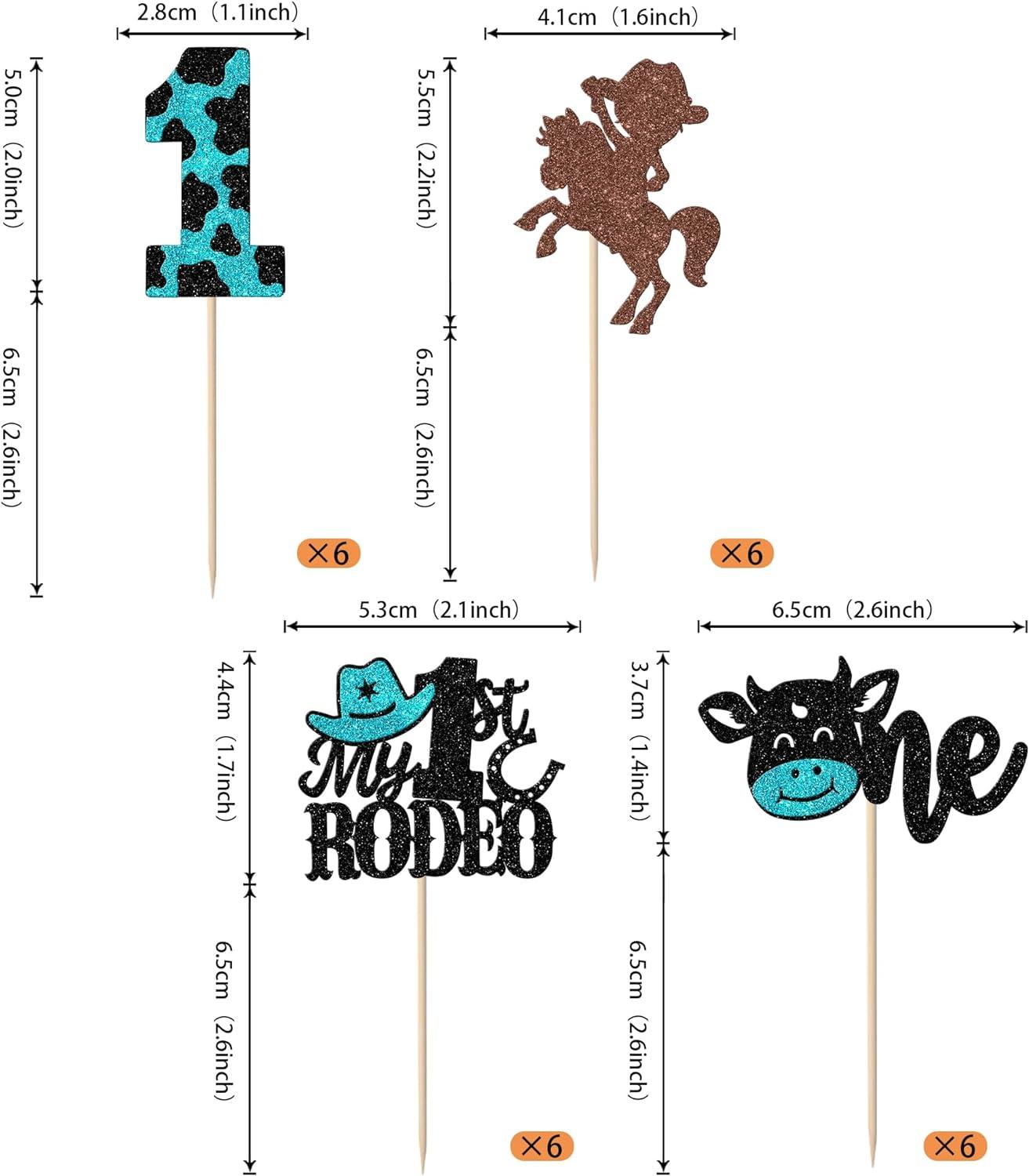 Rsstarxi 24 Pack Cowboy 1st Birthday Cupcake Toppers Cowboy My First ...
