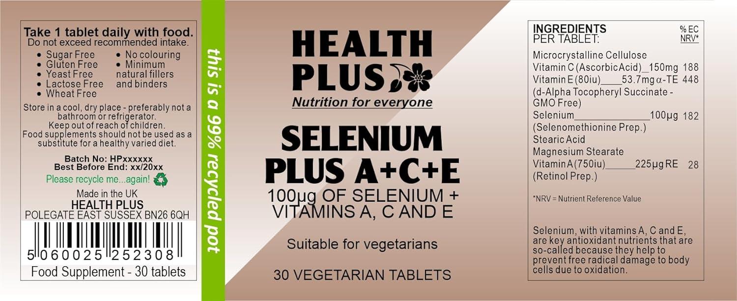 Health Plus Selenium A+C+E Mineral Supplement - 30 Tablets | Buy Now ...