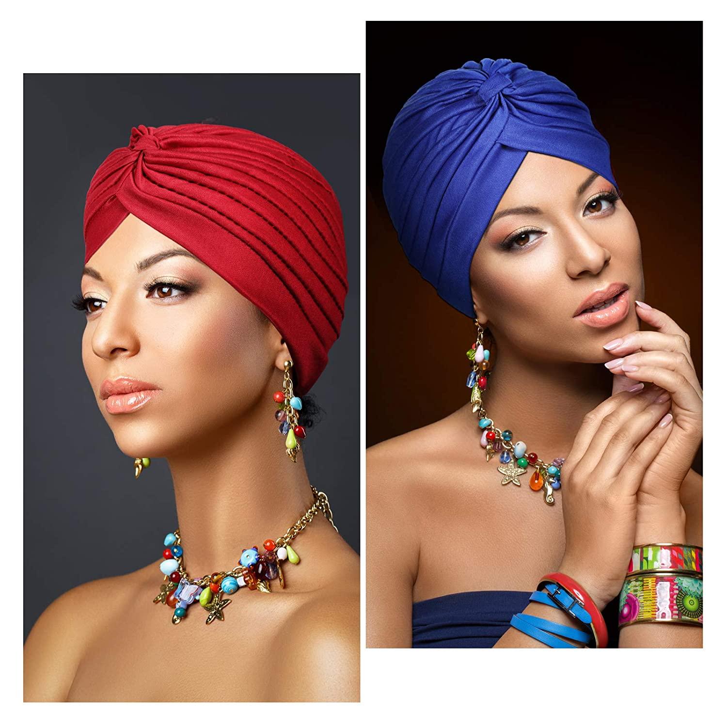 16 Pieces Polyester Stretch Turbans for Women - Head Turbans in 16 Chic ...